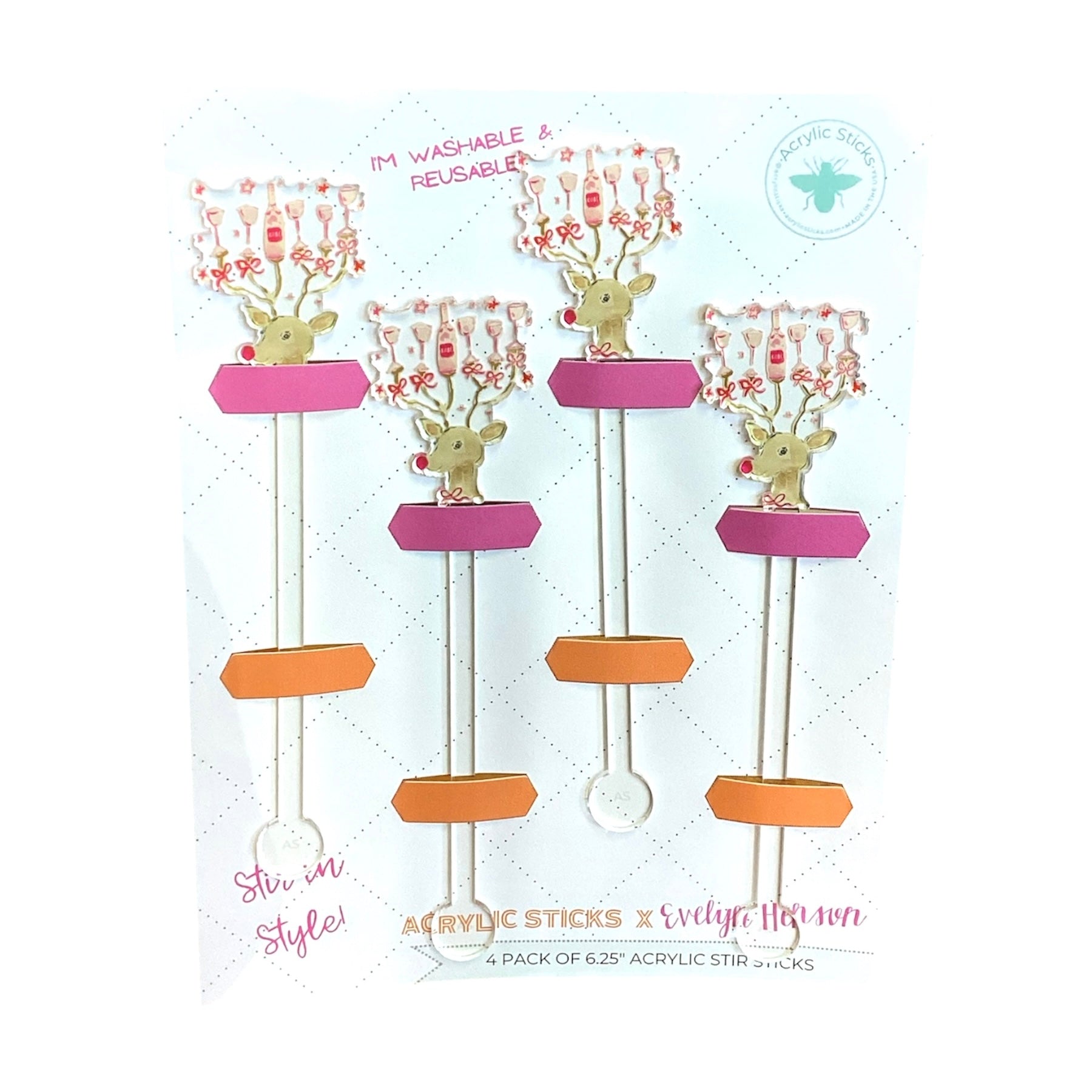 Rudolph the Rosé Reindeer Stir Sticks – Everlee Jane