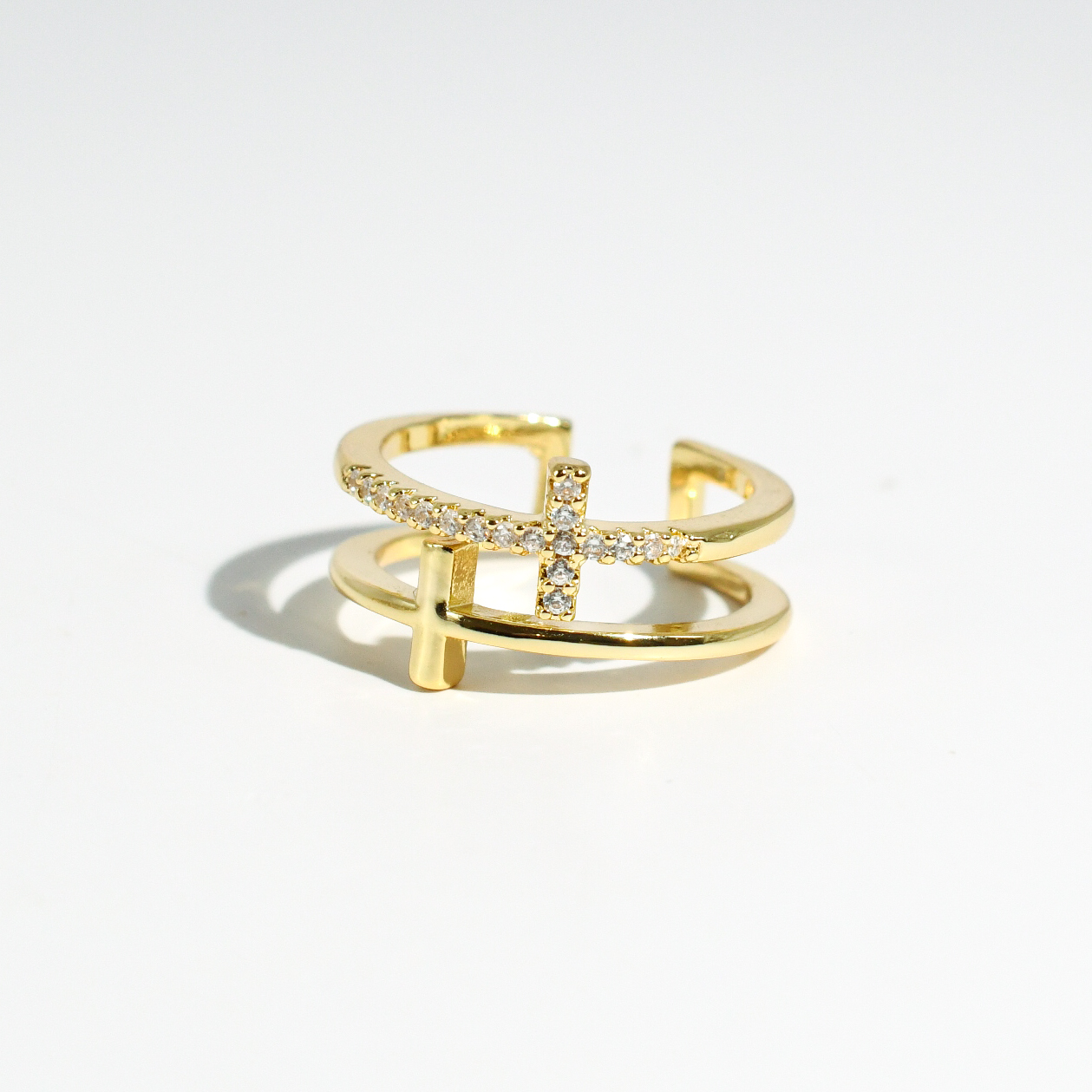 Double Cross Ring Gold – Everlee Jane